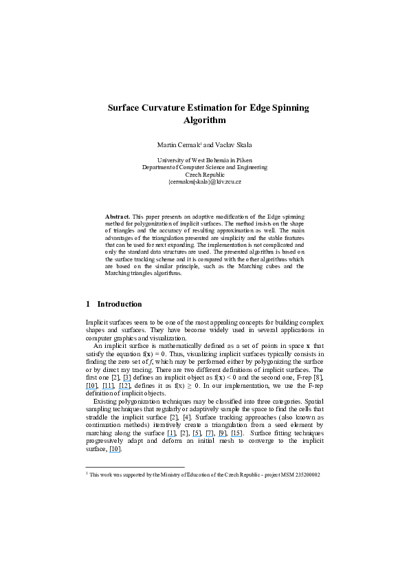 (PDF) Surface Curvature Estimation for Edge Spinning Algorithm
