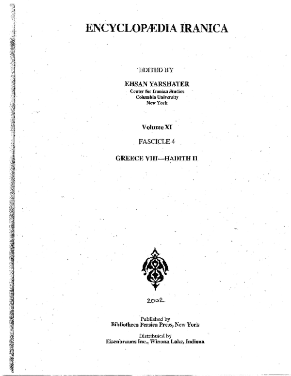 (PDF) 2002 “Gutians,” Encyclopaedia Iranica vol. XI, fasc. 4 (2002 ...