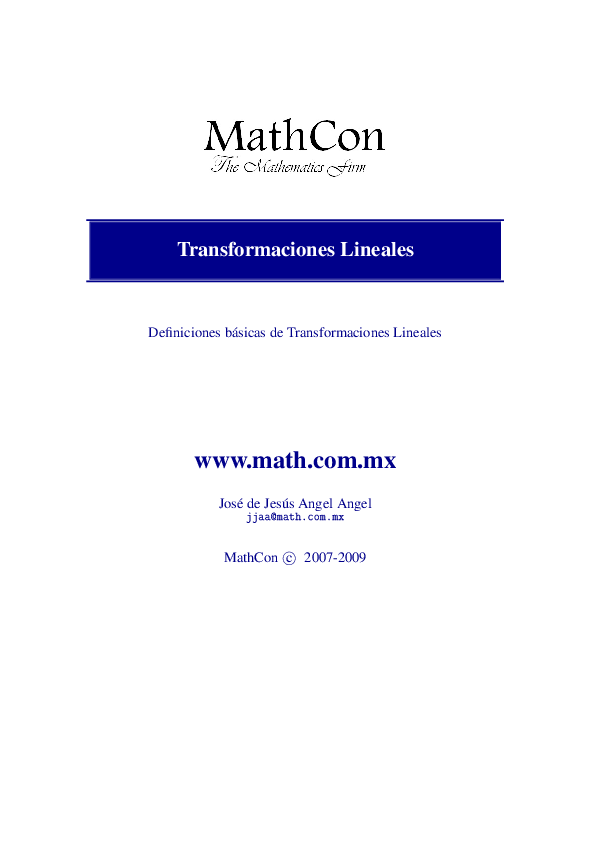 (PDF) Transformaciones Lineales