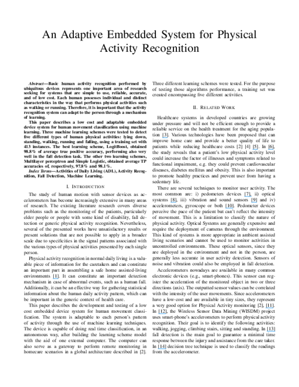 (PDF) An Adaptive Embedded System for Physical Activity Recognition