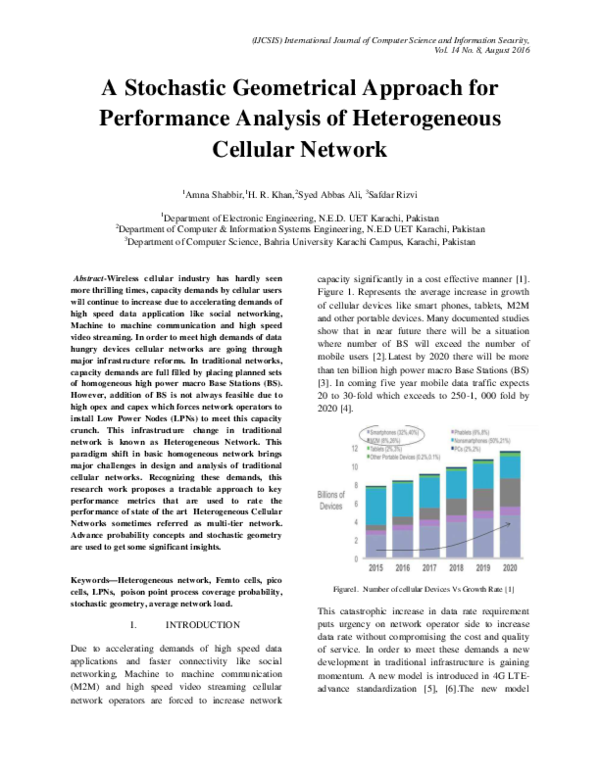 Pdf A Stochastic Geometrical Approach For Performance Analysis Of Heterogeneous Cellular Network