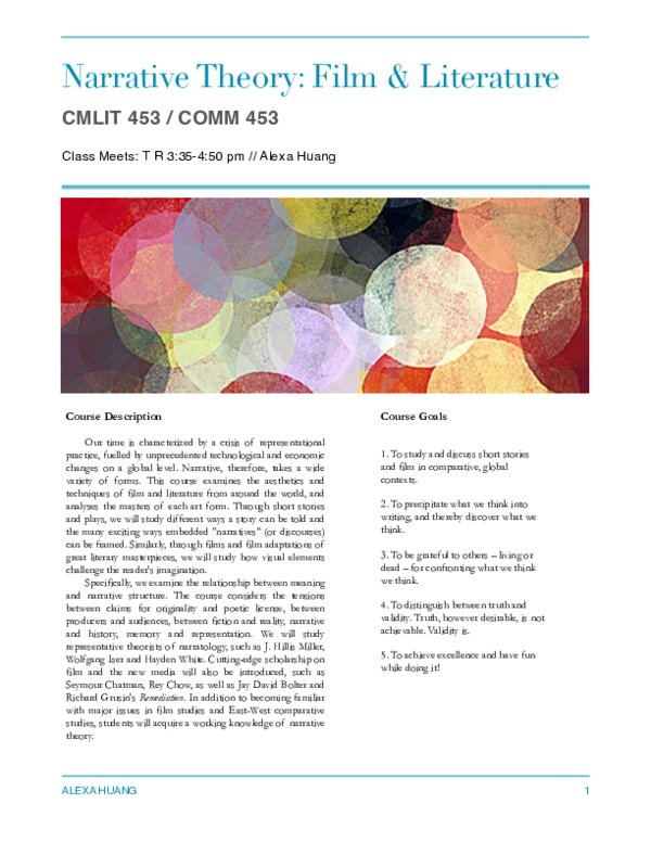 (PDF) Narrative Theory: Film & Literature