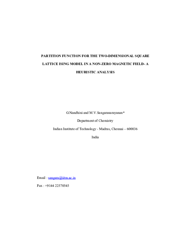 (PDF) Partition function for the two-dimensional square lattice Ising model in a non-zero ...