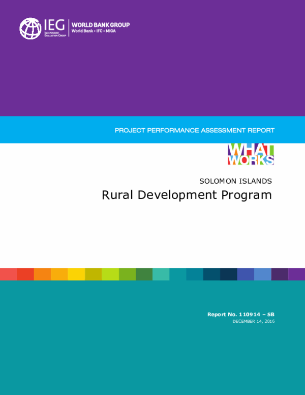 (PDF) Project Performance Assessment Report: Solomon Islands Rural ...