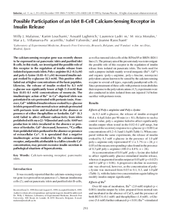 (PDF) Possible Participation of an Islet B-Cell Calcium-Sensing ...