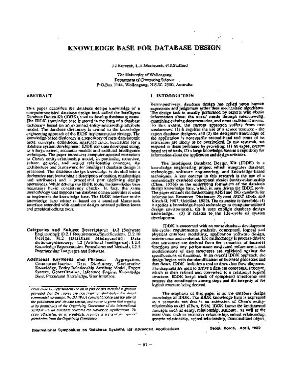 (PDF) Knowledge Base for Database Design | Jerzy Korczak - Academia.edu