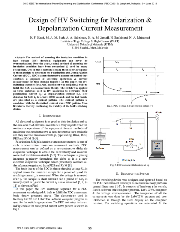 Pdf Development Of User Panel For Polarization And Depolarization Current Pdc Measurement