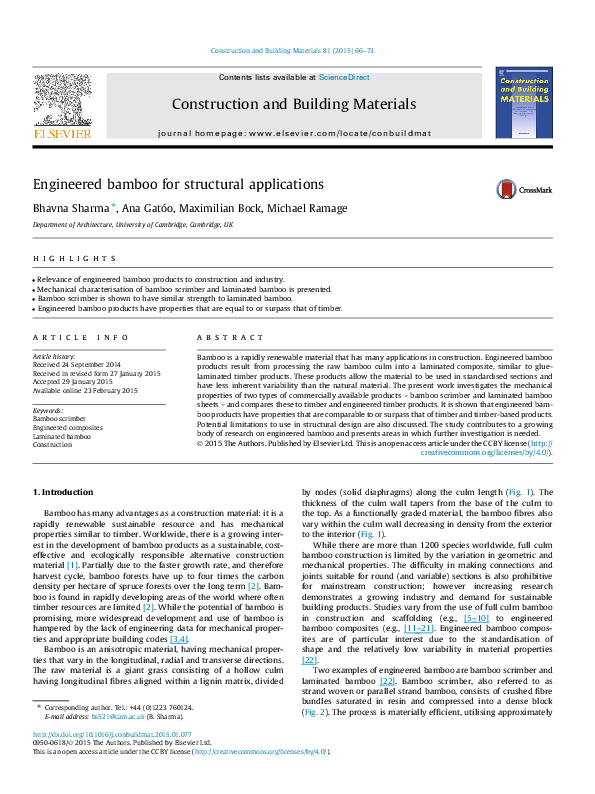 (PDF) Engineered bamboo for structural applications