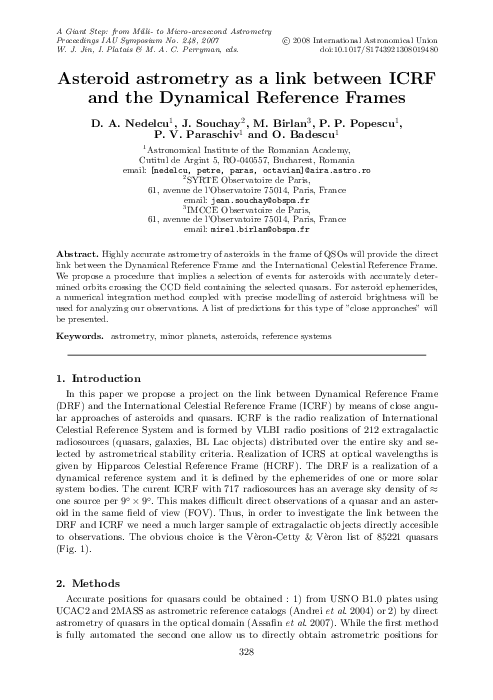 (PDF) Asteroid astrometry as a link between ICRF and the Dynamical ...