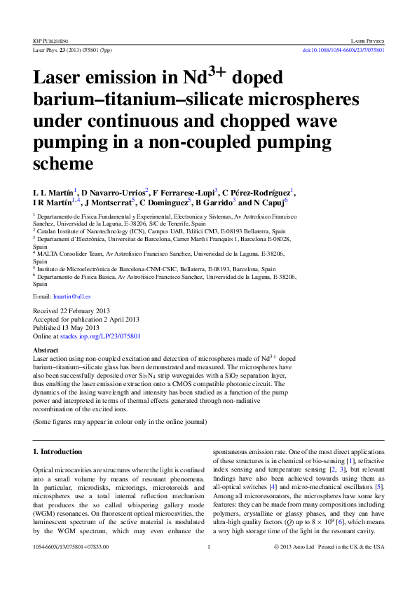 (PDF) Laser emission in Nd 3+ doped barium–titanium–silicate ...