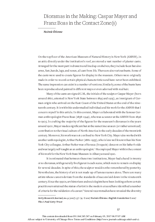 (PDF) Dioramas in the Making. Caspar Mayer and Franz Boas in the ...