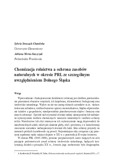 (PDF) Chemizacja rolnictwa a ochrona zasobów naturalnych w okresie PRL ...