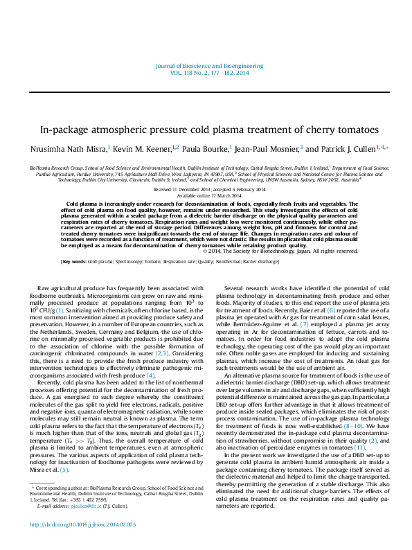 (PDF) In-package atmospheric pressure cold plasma treatment of cherry ...