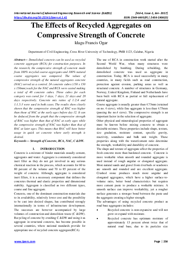 (PDF) The Effects of Recycled Aggregates on Compressive Strength of ...