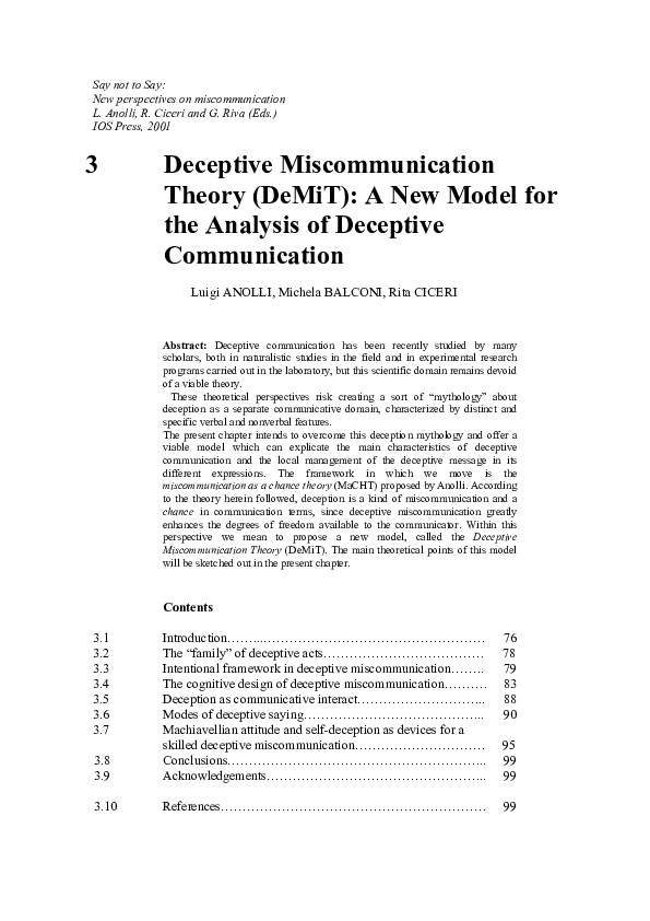 (PDF) Deceptive miscommunication theory (DeMiT): A new model for the ...