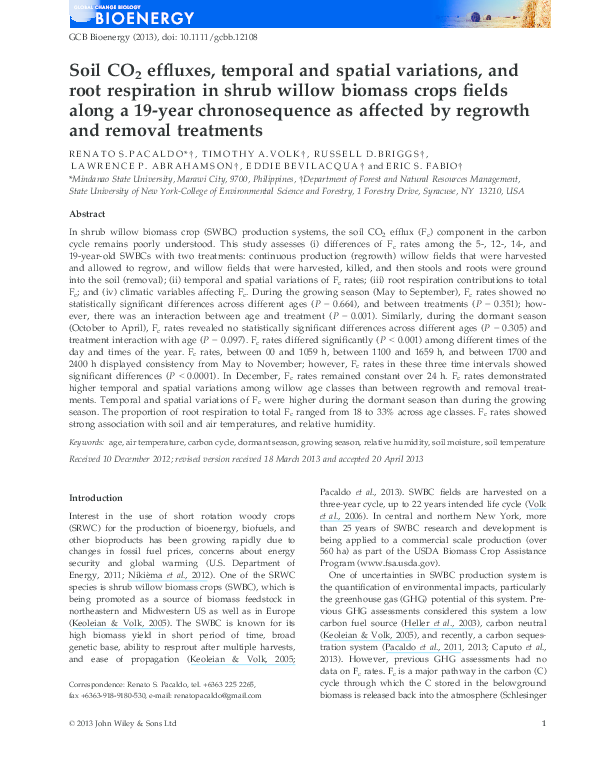 (PDF) Soil CO 2 effluxes, temporal and spatial variations, and root respiration in shrub willow ...