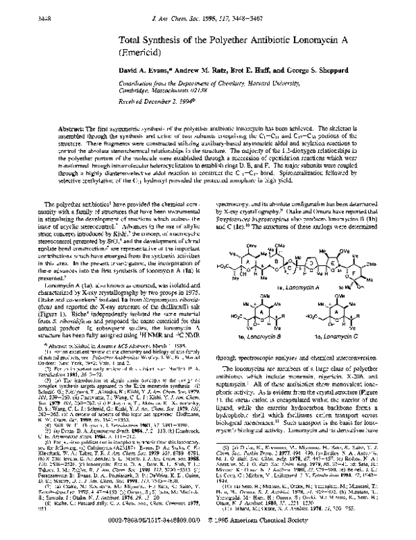 (PDF) Total Synthesis of the Polyether Antibiotic Lonomycin A (Emericid)