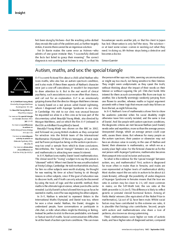 (PDF) Autism, maths, and sex: the special triangle