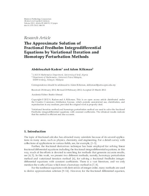 Pdf The Approximate Solution Of Fractional Fredholm