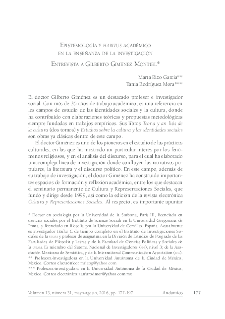 (PDF) Entrevista Gilberto Gimenez