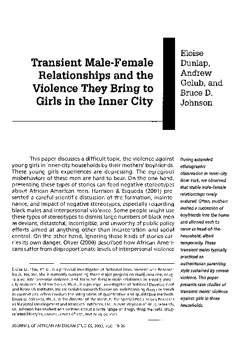 (PDF) Transient male-female relationships and the violence they bring ...