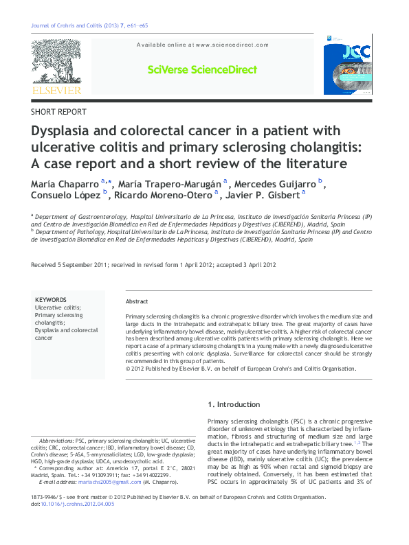 (PDF) Dysplasia and colorectal cancer in a patient with ulcerative ...