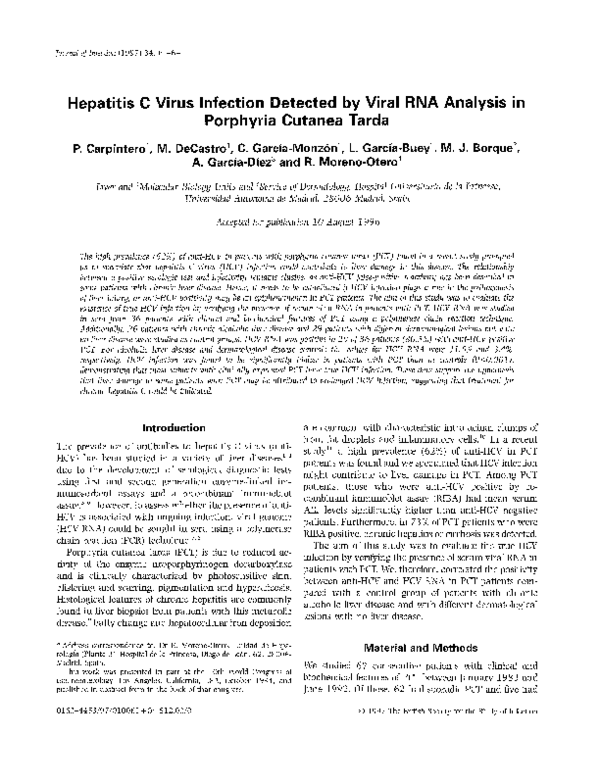 (PDF) Prevalence of hepatitis C virus infection in porphyria cutanea ...