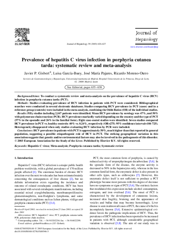 (PDF) Prevalence of hepatitis C virus infection in porphyria cutanea ...