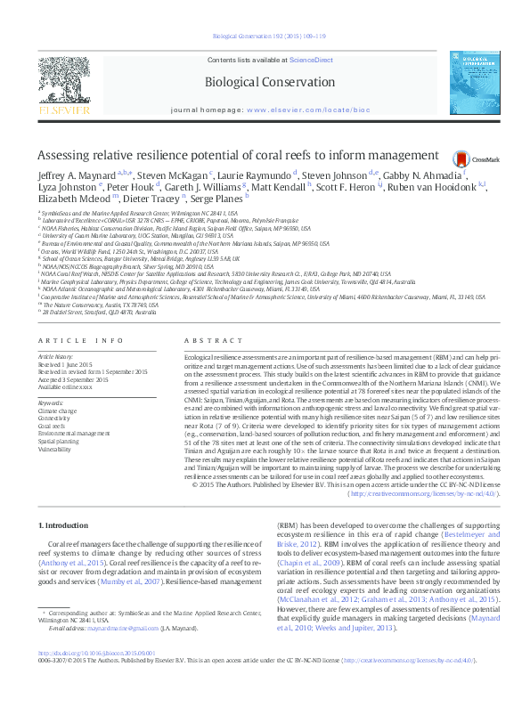 (PDF) Assessing relative resilience potential of coral reefs to inform ...