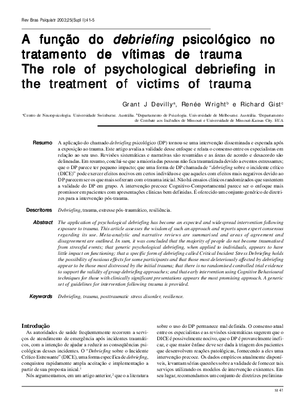 (PDF) [The role of psychological debriefing in the treatment of victims ...