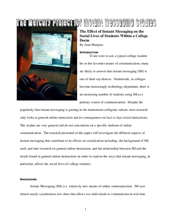 (PDF) The Effect of Instant Messaging on the Social Lives of Students ...
