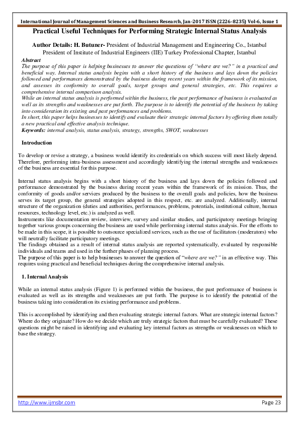 (PDF) Practical Useful Techniques for Performing Strategic Internal ...