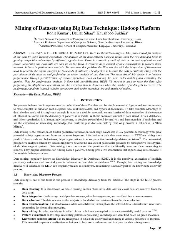 (DOC) Cloud Data Mining Using Sparks & Mapreduce Programming | Dr. Pankaj Dadheech - Academia.edu