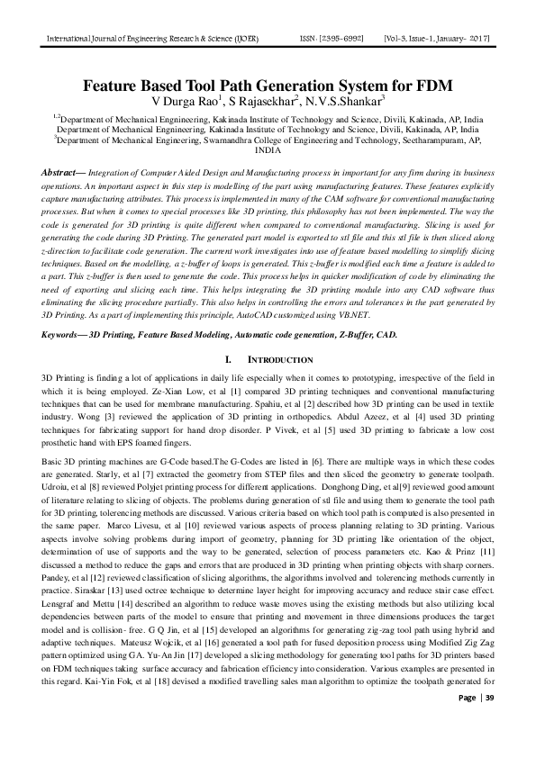 Pdf Feature Based Tool Path Generation System For Fdm