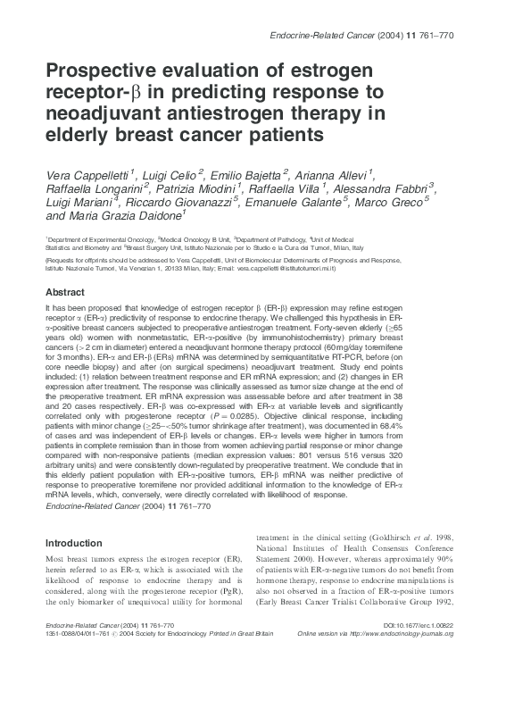 (PDF) Prospective evaluation of estrogen receptor- in predicting ...