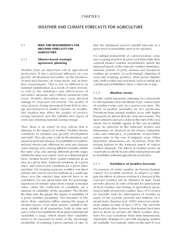 (PDF) Weather and Climate Forecasts for Agriculture