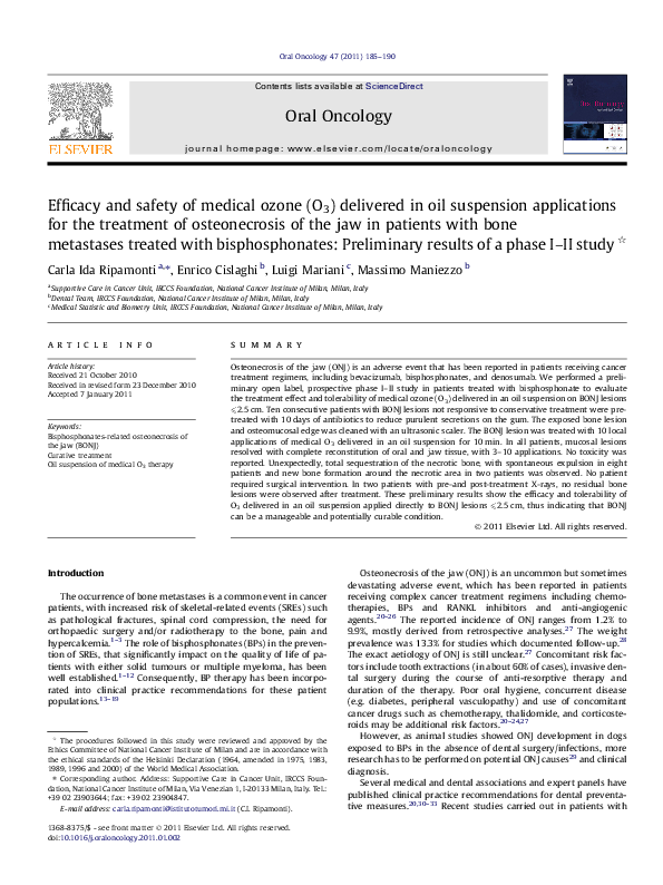 (PDF) Efficacy and safety of medical ozone (O3) delivered in oil ...