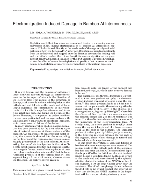 (PDF) Mechanism of Electromigration Failure in Al Thin Film ...
