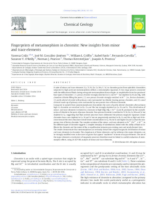(PDF) Fingerprints of metamorphism in chromite: New insights from minor ...