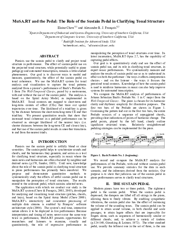 (PDF) MuSA.RT and the Pedal: The Role of the Sustain Pedal in Clarifying Tonal Structure