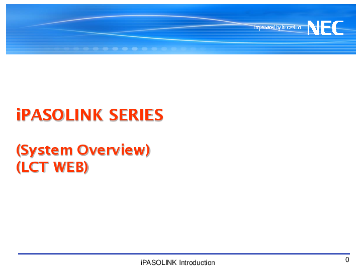 (PDF) iPASOLINK SERIES (System Overview) (LCT WEB