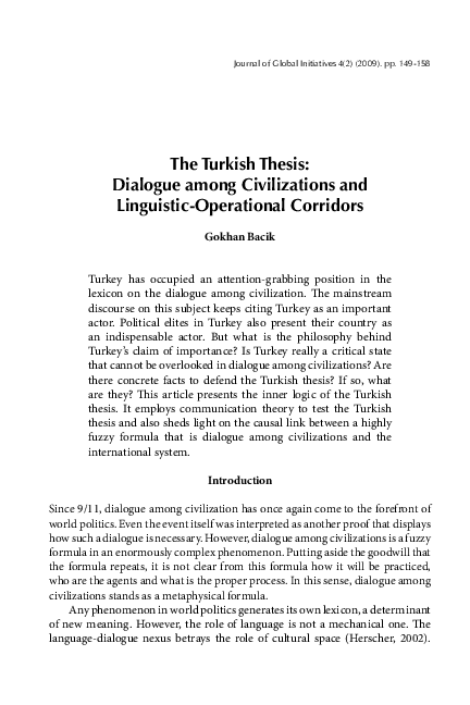 (PDF) The Turkish Thesis: Dialogue among Civilizations and Linguistic ...