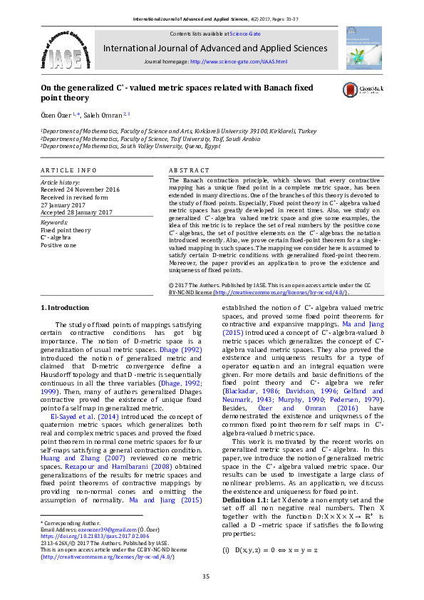 Pdf On The Generalized C Valued Metric Spaces Related With Banach Fixed Point Theory