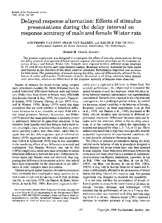 (PDF) Delayed response alternation: Effects of stimulus presentations ...
