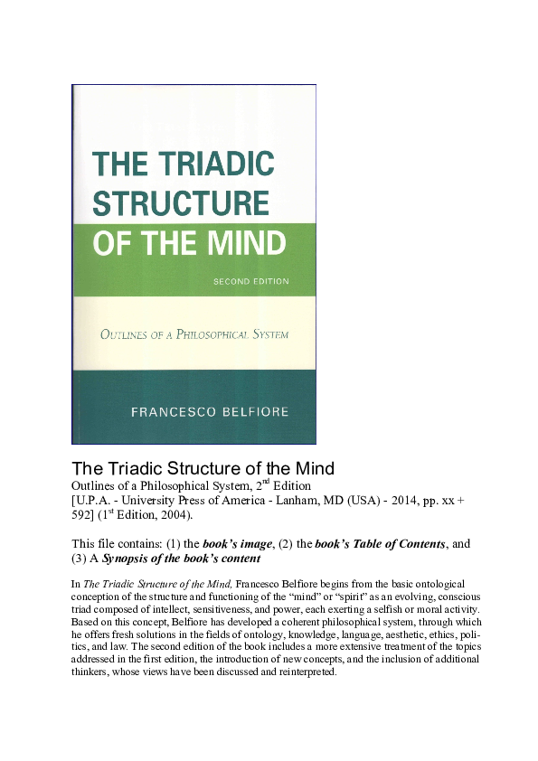 (PDF) The Triadic Structure of the Mind. Outlines of a Philosophical ...