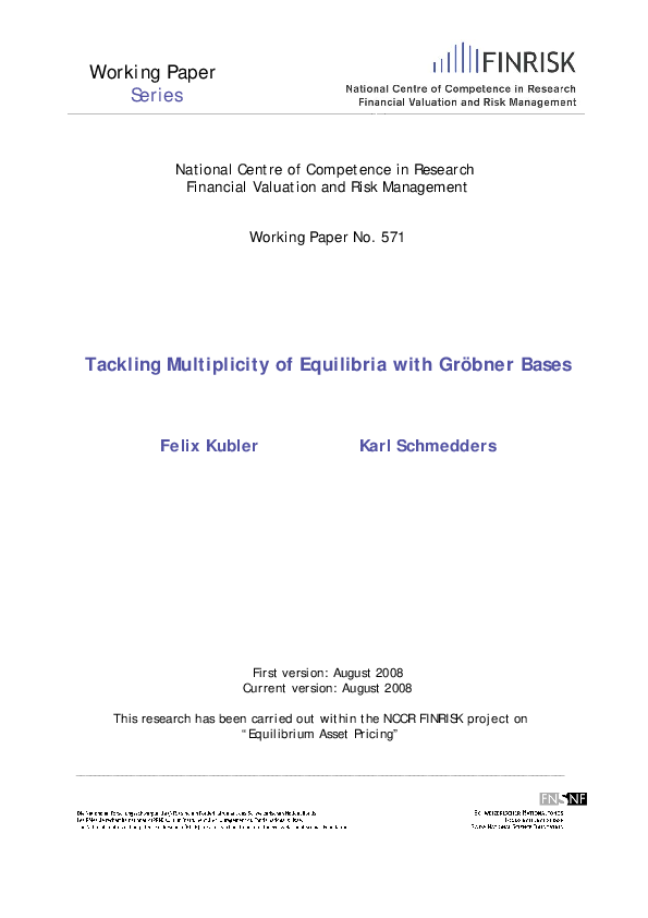 (PDF) Gröbner Bases for Economic Equilibrium Solutions