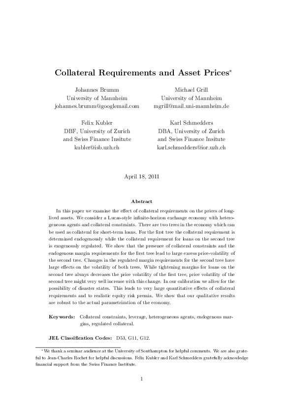 (PDF) Collateral Requirements and Asset Prices
