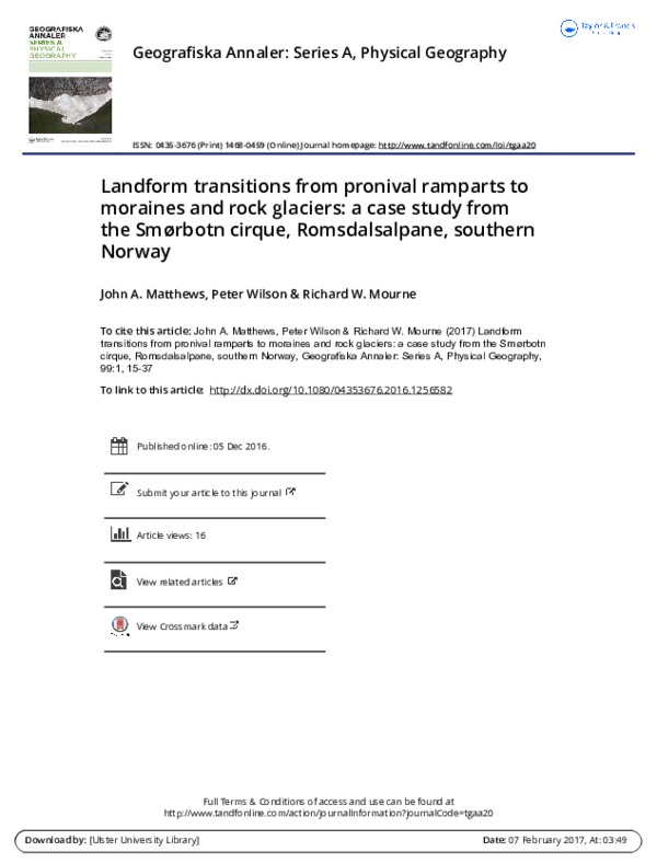(PDF) Landform transitions from pronival ramparts to moraines and rock ...