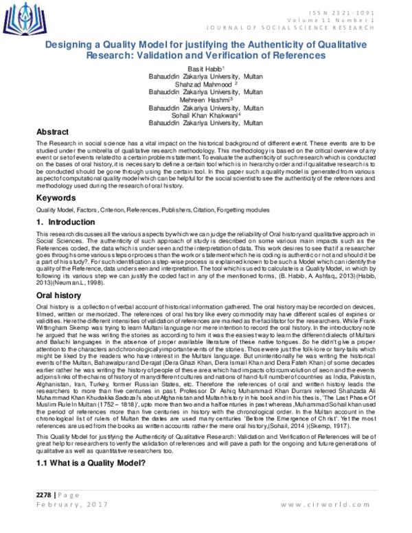 (PDF) Designing a Quality Model for justifying the Authenticity of ...