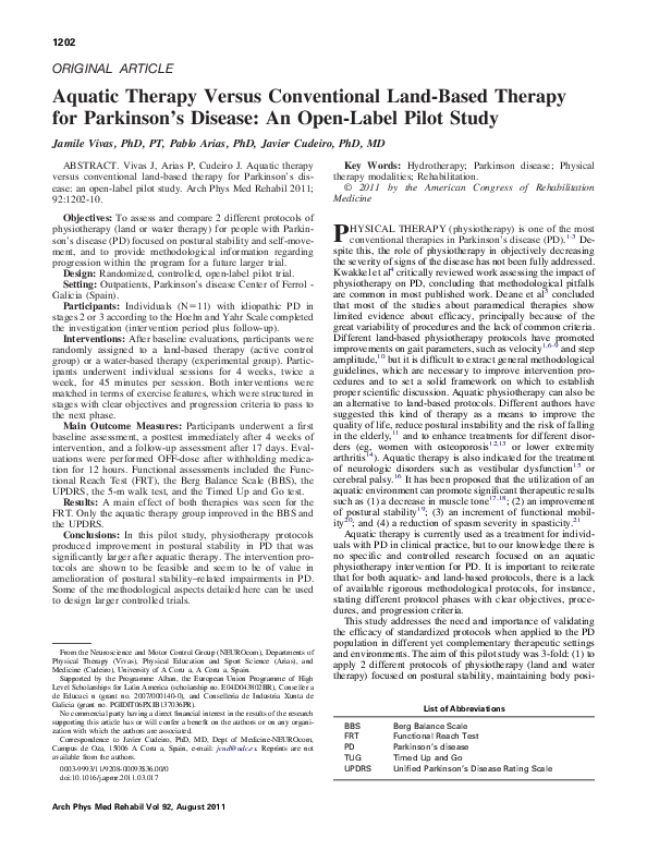 (PDF) Aquatic Therapy Versus Conventional Land-Based Therapy for ...